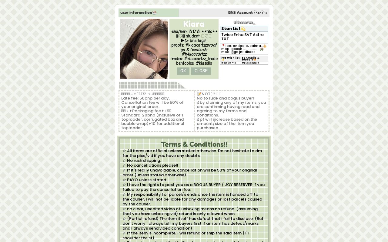 bns carrd cottagecore themed